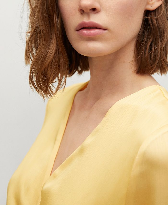 MANGO Wrapped Satin Dress - Macy's