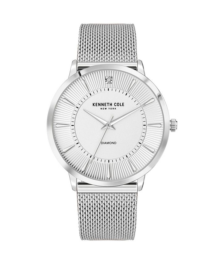 Kenneth Cole New York Men's 3 Hands Silver-Tone Stainless Steel Mesh ...