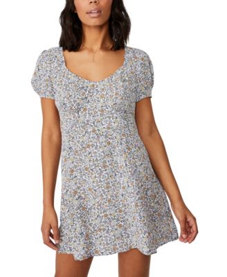 Women's Woven Essential Tie Back Mini Tea Dress - Macy's