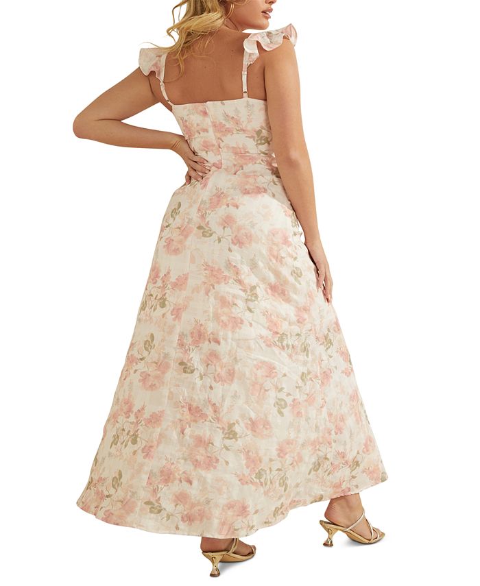 GUESS Rose-Print Maxi Dress - Macy's