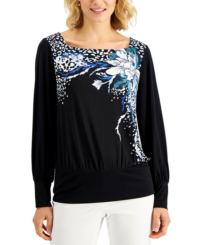 JM Collection Printed Banded-Hem Top, Created for Macy's - Macy's