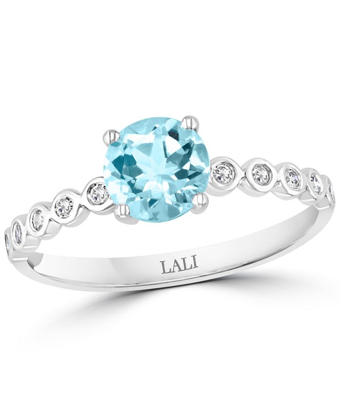 LALI Jewels Aquamarine (3/4 ct. t.w.) & Diamond (1/10 ct. t.w.) Ring in ...