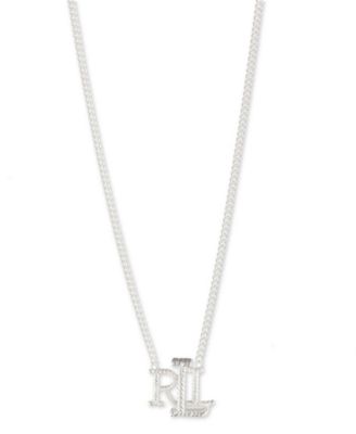 Lauren Ralph Lauren Women's Chain LRL Logo Pendant Necklace - Macy's