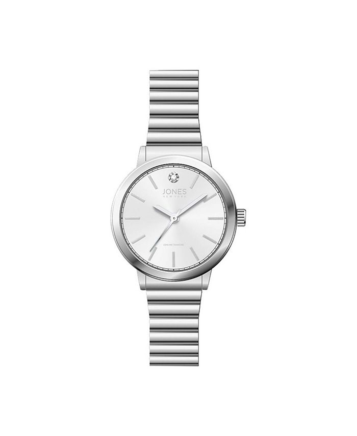 Jones New York Women's Genuine Diamond White Dial Silver-Tone Metal ...