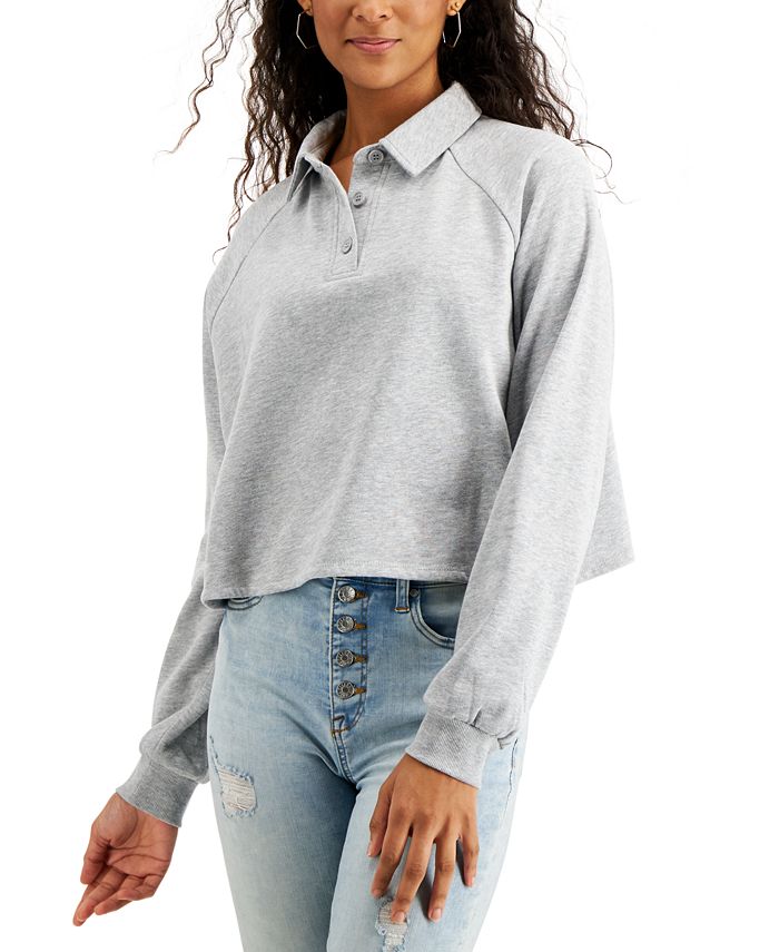 Self Esteem Juniors' Cropped Fleece Polo Shirt - Macy's