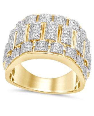 Men's Diamond Link Motif Ring (1 ct. t.w.) in 14k Gold-Plated Sterling ...