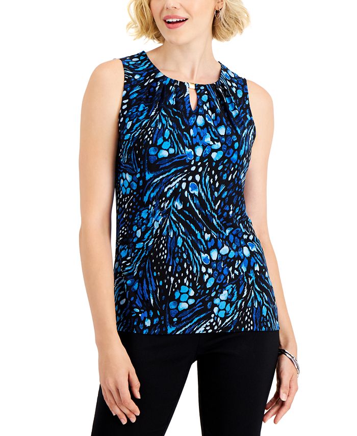 Kasper Petite Sleeveless Keyhole Top - Macy's
