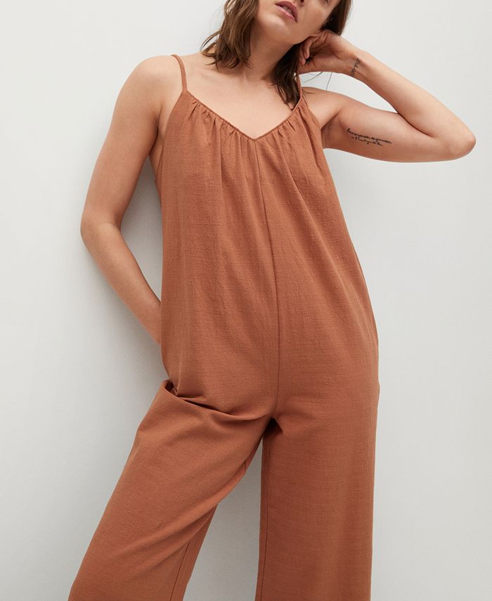 MANGO Women's Textured Cotton Jumpsuit - Macy's