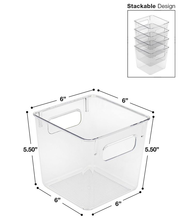 Sorbus Small Square Fridge Bin with Handle, Pack of 4 - Macy's