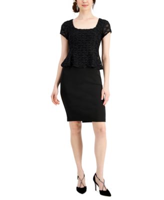 Connected Shimmer-Bodice Peplum Sheath Dress - Macy's