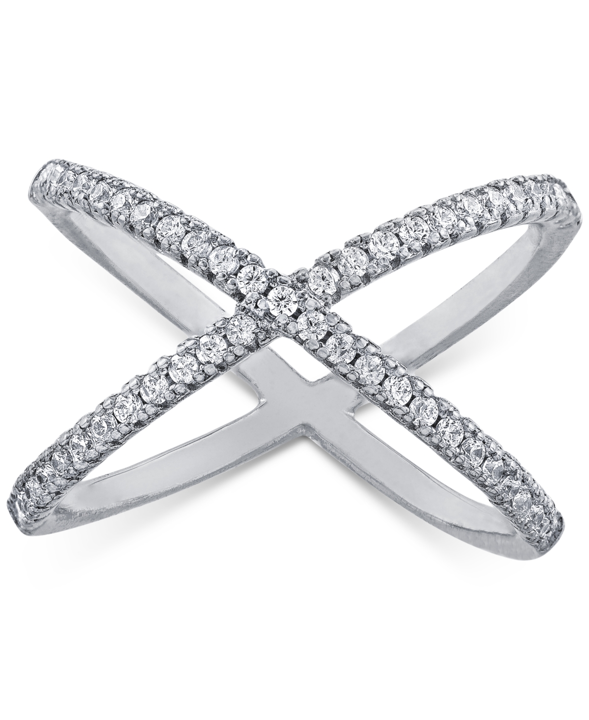 Click here for Pave Criss Cross Band Ring in Sterling Silver - Si... prices