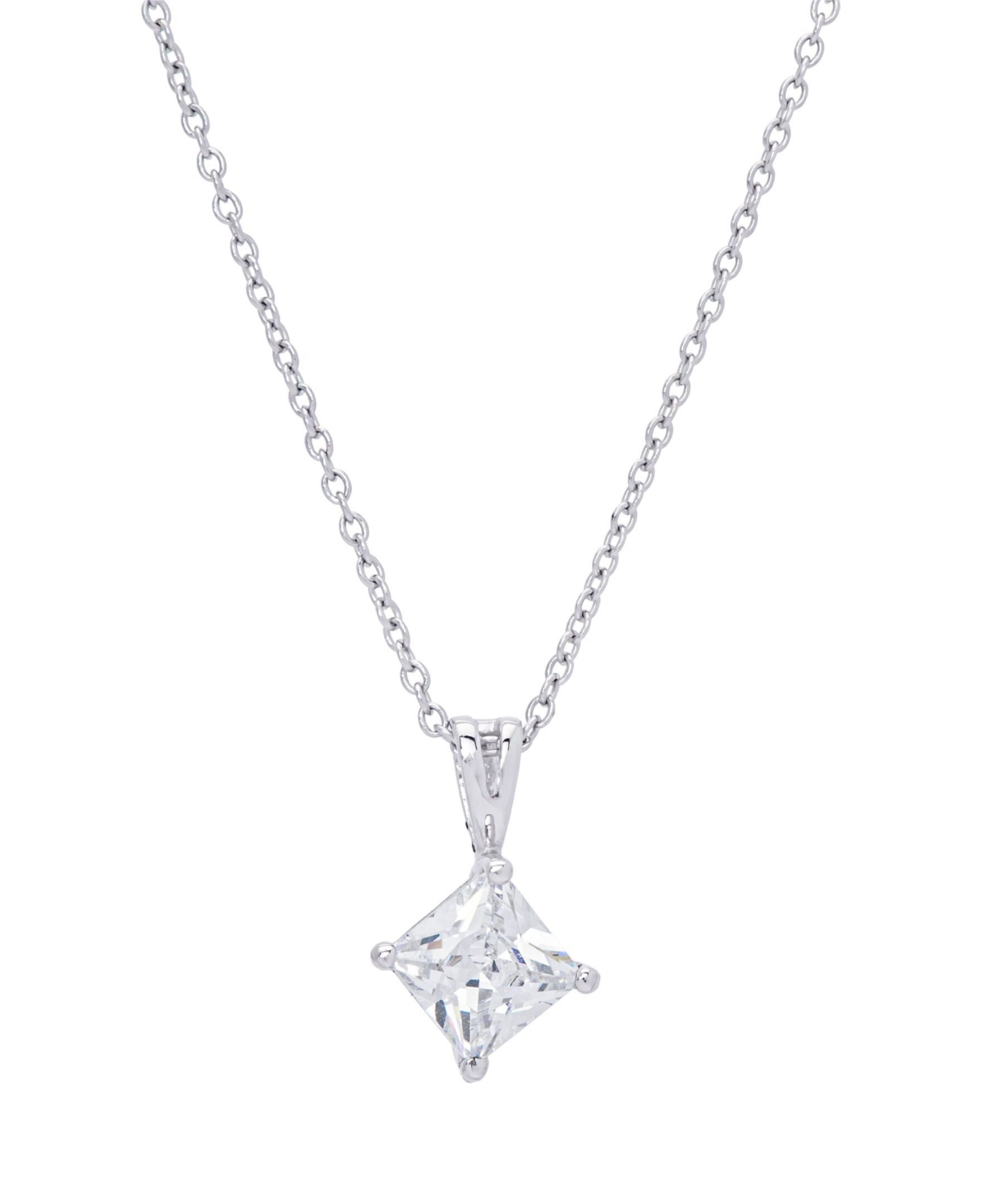 Click here for Cubic Zirconia Square Pendant 18 Silver Plate Neck... prices
