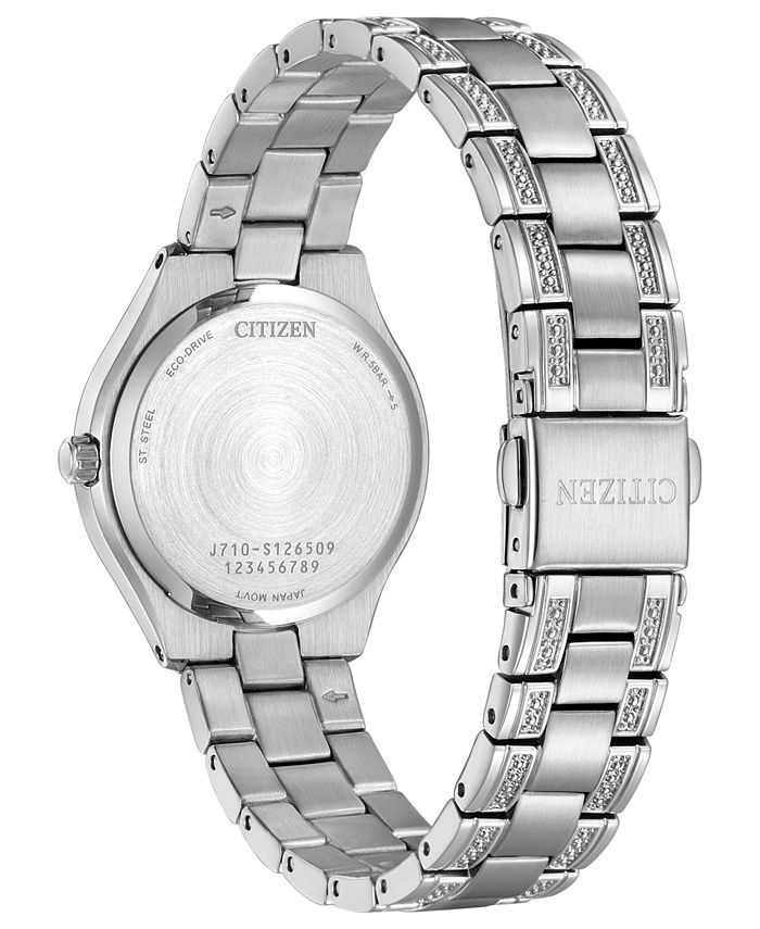 Citizen Eco-Drive Women's Silhouette Crystal Stainless Steel Bracelet Watch 30mm - Macy's