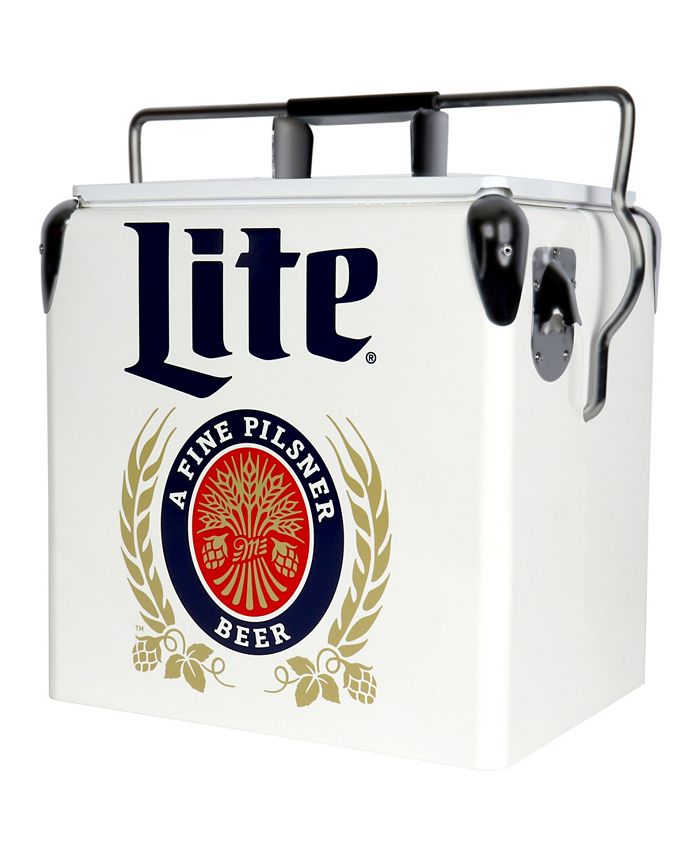 Miller Lite Retro Ice Chest Beverage Cooler with Bottle Opener, 14 ...