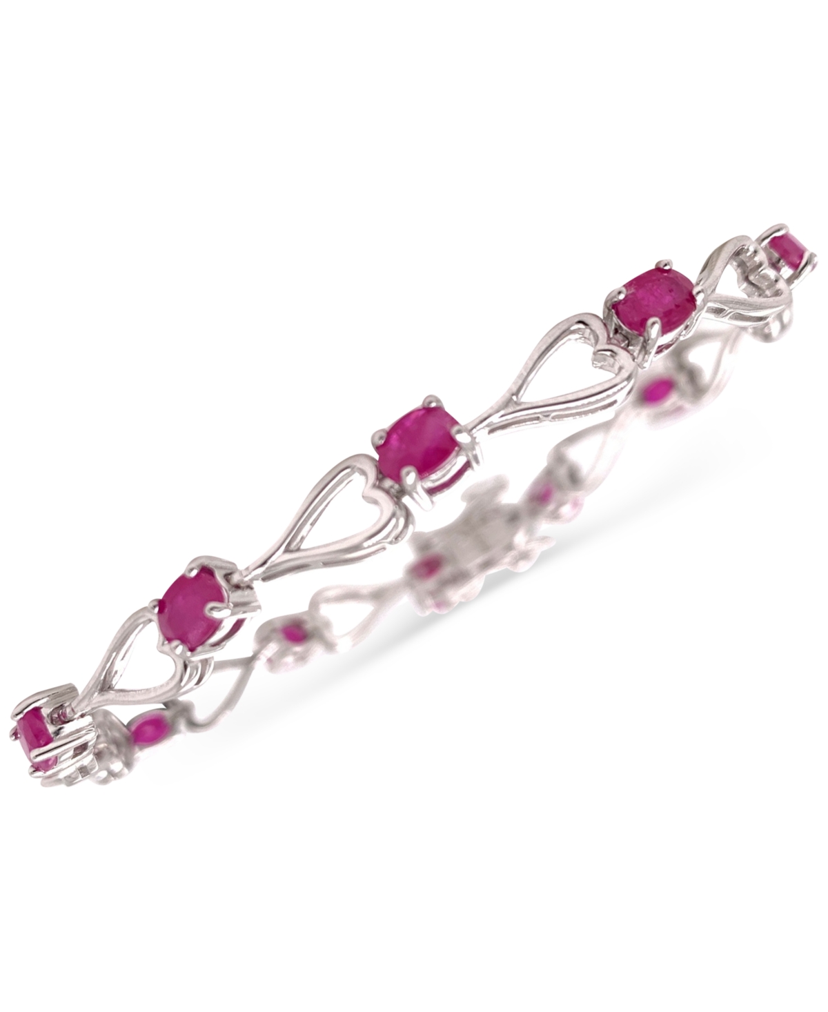Click here for Ruby Heart Link Bracelet (6 ct. t.w.) in Sterling... prices