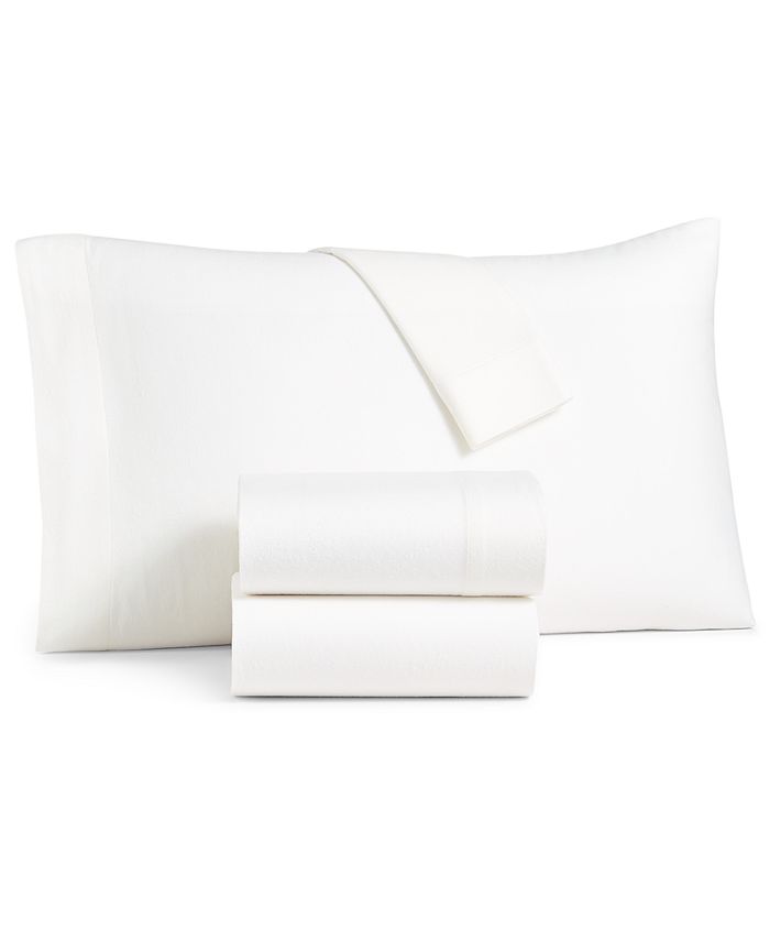 Martha Stewart Collection Solid 100 Cotton Flannel 4 Pc Sheet Set