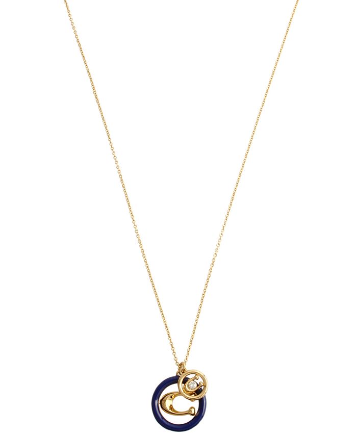 COACH Gold-Tone Signature C Enamel 28" Long Pendant Necklace - Macy's