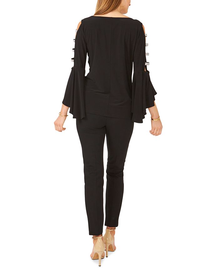MSK Ladder-Trim Bell-Sleeve Top - Macy's
