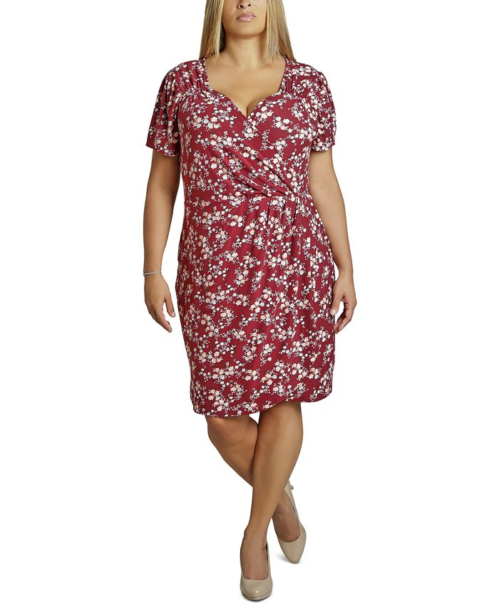 Ultra Flirt Trendy Plus Size Ruched Wrap Dress - Macy's