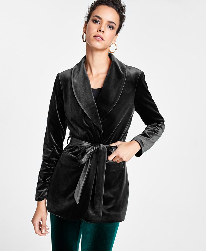 INC International Concepts Petite Velvet Wrap Jacket, Created for Macy ...