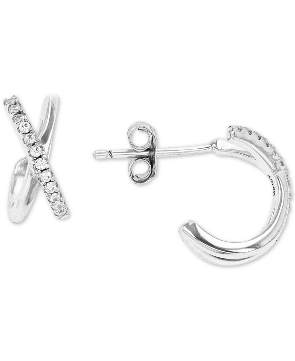 Click here for Cubic Zirconia Crossover Extra Small Huggie Hoop E... prices
