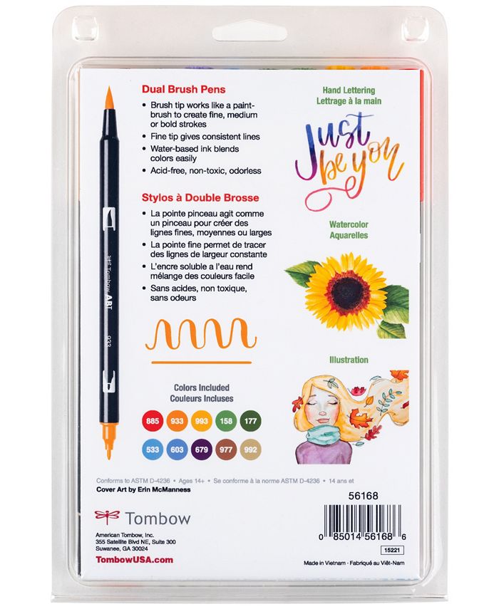 Tombow Dual Brush Pen Art Markers, Secondary, 10-Pack - Macy's