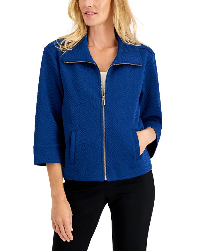 JM Collection Zebra Jacquard Jacket, Created for Macy's - Macy's