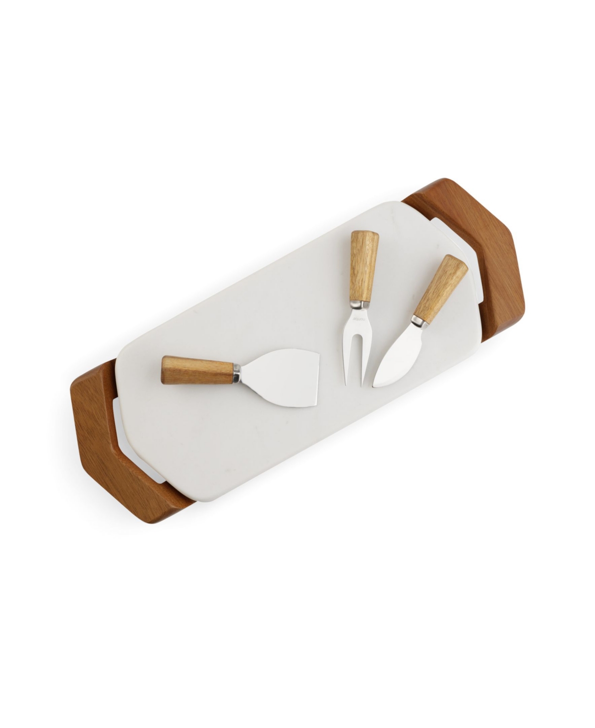 Click here for Chevron Cheese Tray with Knives - White  Brown prices