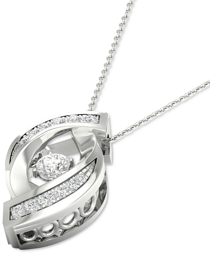 Twinkling Diamond Star Diamond Swirl 18" Pendant Necklace (1/4 ct. t.w ...