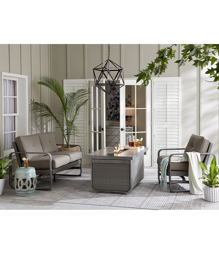 Agio CLOSEOUT! Ellsworth Outdoor 3-Pc. Chat Set (1 Fire Pit, 1 Loveseat ...