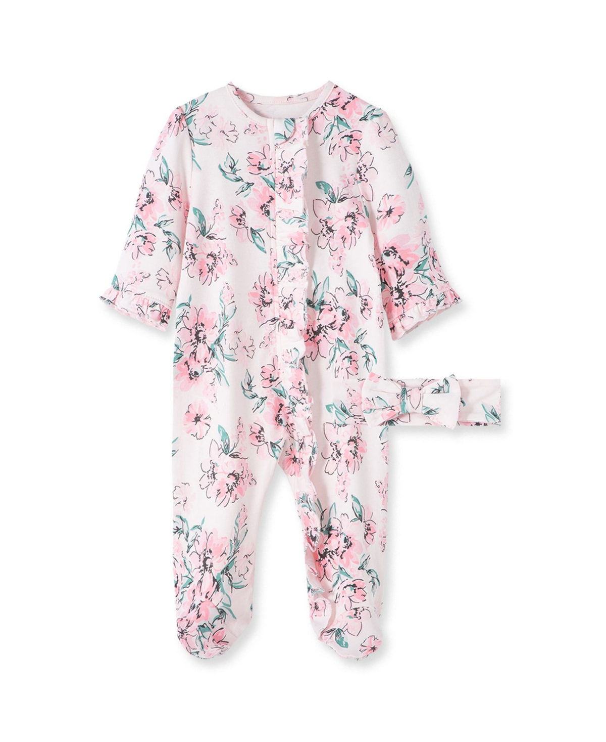 Click here for Baby Girls Dream Floral Footed Coverall and Headba... prices