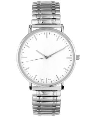Club Room Men's Silver-Tone Expansion Bracelet Watch 44mm, Created for ...
