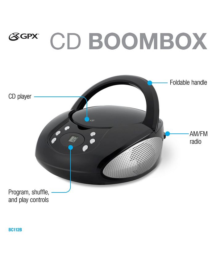 GPX Boom Box with DC Player and AM or FM Radio, BC112B - Macy's