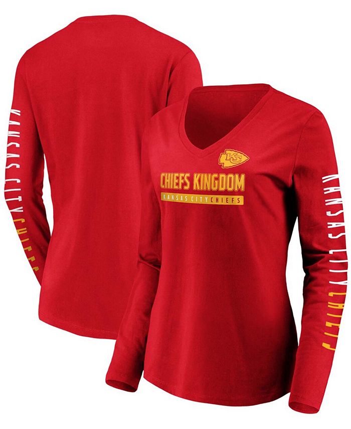 Fanatics Women's Red Kansas City Chiefs Slogan V-Neck Long Sleeve T ...