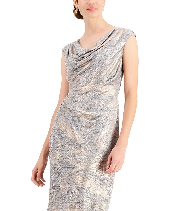 Connected Gathered Drape-Neck Dress - Macy's