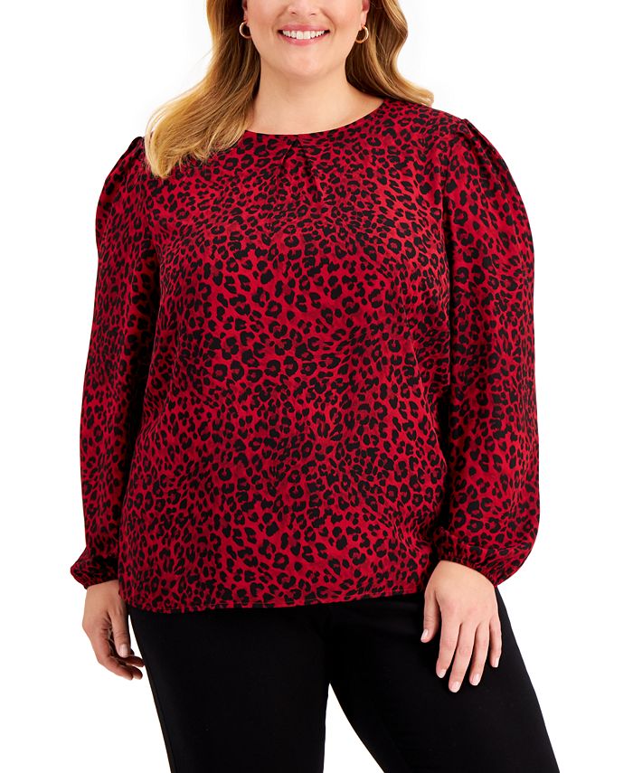 Kasper Plus Size Cheetah-Print Top - Macy's