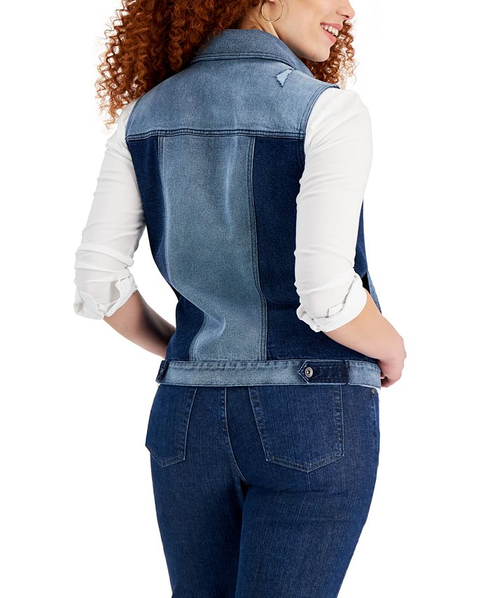 Style & Co Two-Tone Denim Vest, Created for Macy's - Macy's