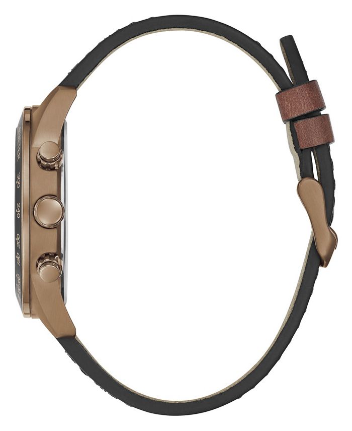 GUESS Men's Brown Leather Strap Multi-Function Watch 42mm & Reviews ...