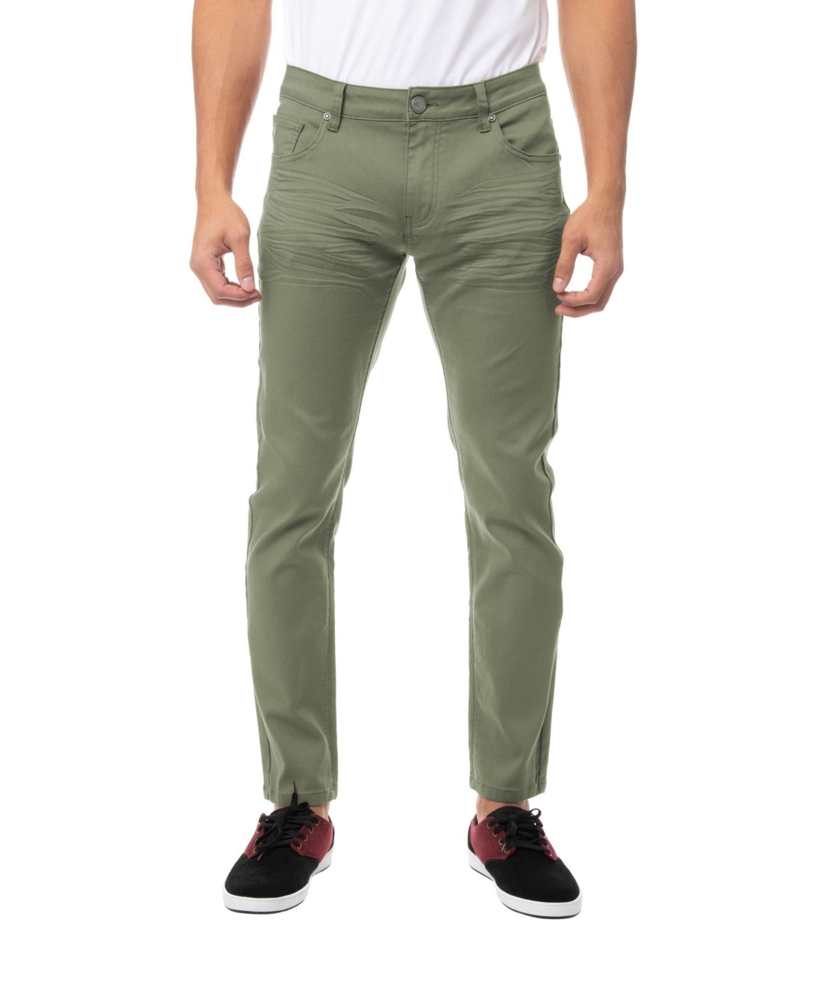 Click here for Mens Stretch 5 Pocket Skinny Jeans - Olive prices