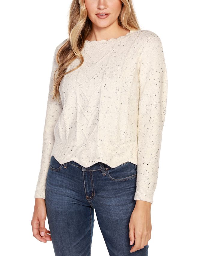Belldini Belle By Cabled Sweater with Scalloped-Trim Details - Macy's