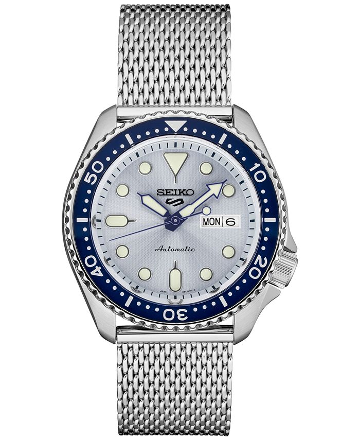 Seiko Men's Automatic 5 Sports Stainless Steel Mesh Bracelet Watch 43mm ...