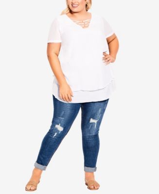 Avenue Plus Size Marion Caged Tunic Top - Macy's