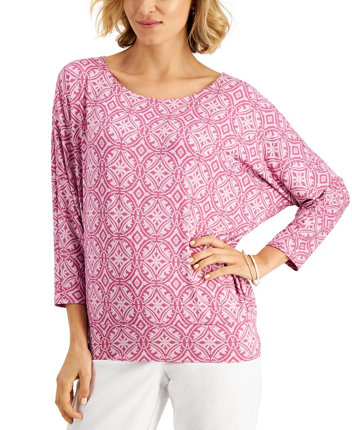 JM Collection Printed Banded-Hem Top, Created for Macy's - Macy's