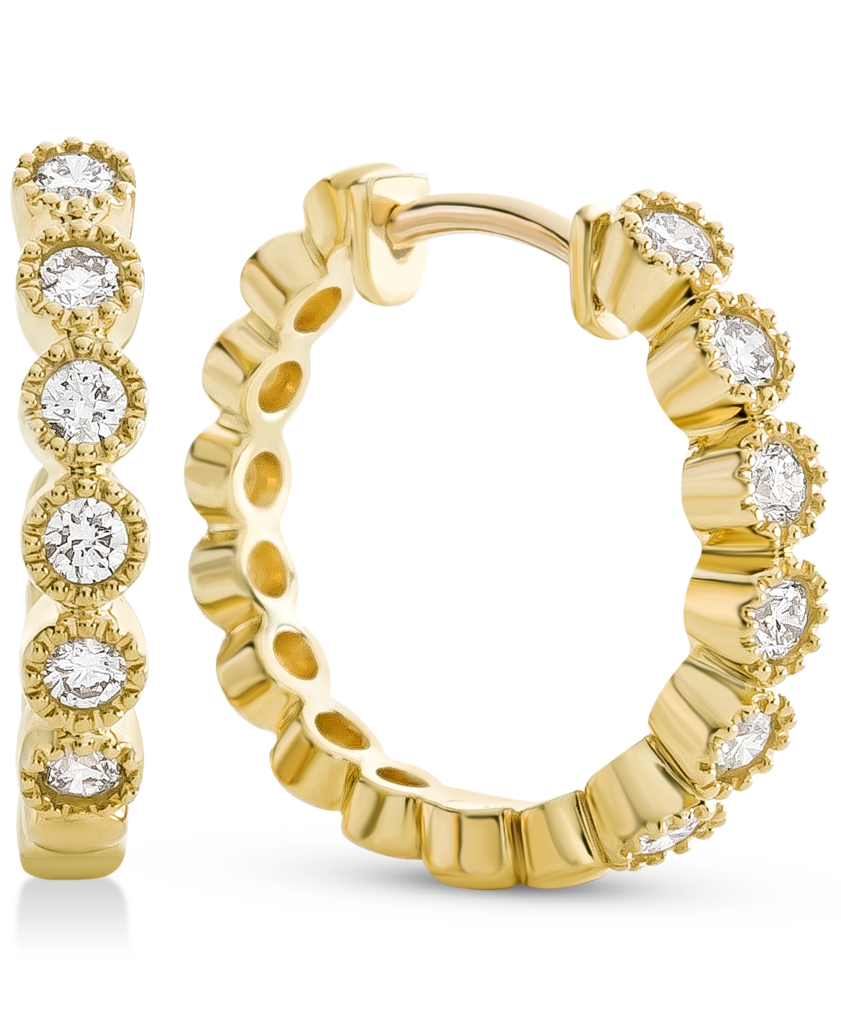 Click here for Diamond Milgrain Bezel Hoop Earrings (1/4 ct. t.w.... prices