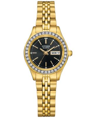 Citizen Women's Embellished Gold-Tone Stainless Steel Bracelet Watch ...