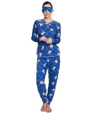 Muk Luks Plus Size Printed Hacci Pajamas & Sleep Mask Set - Macy's
