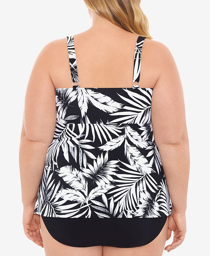 Swim Solutions Plus Size Triple Tier Tummy Control Fauxkini One Piece