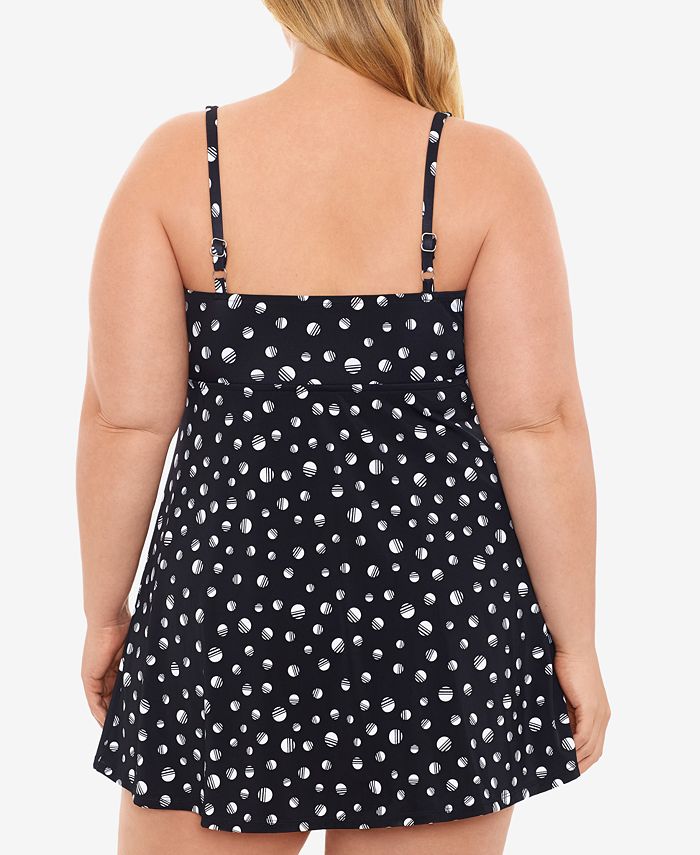 Swim Solutions Plus Size Empire Banded Tummy Control Swimdress Created