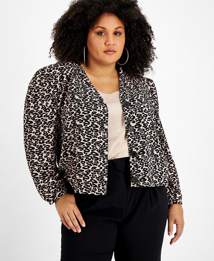 Bar III Plus Size Animal-Print Shacket, Created for Macy's - Macy's