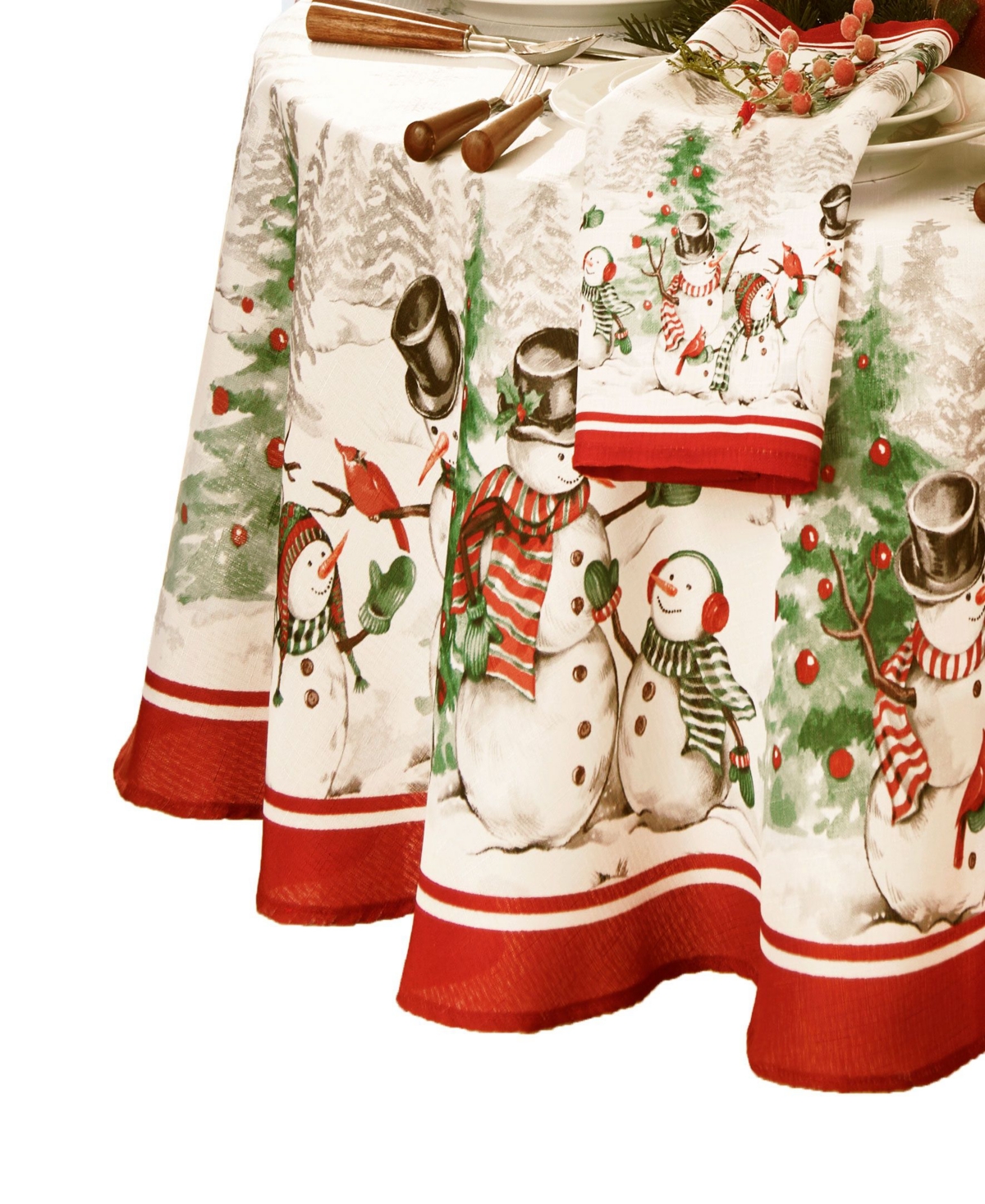 Click here for Snowman Winterland Holiday Snowflake Round 70 Tabl... prices